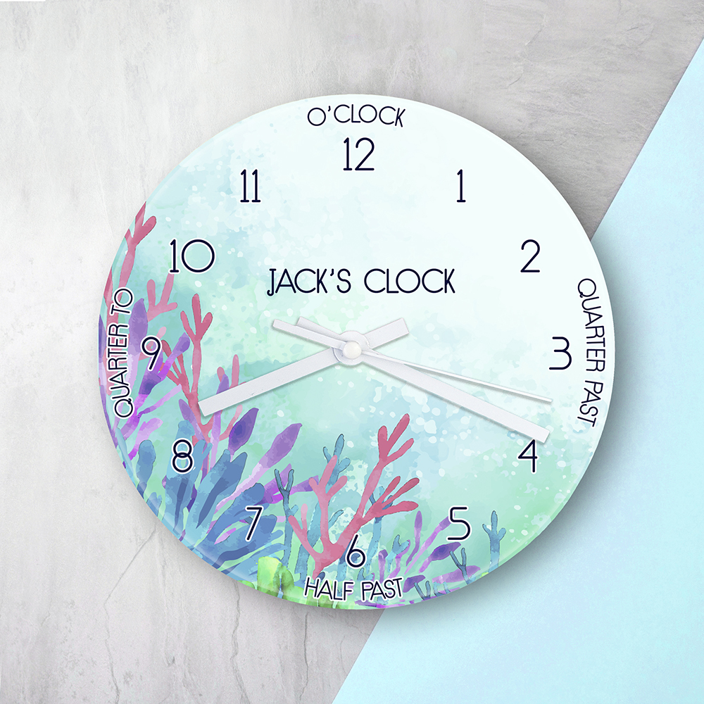 Personalised Kids Sealife Glass Clock - 🎁 Unique Gifts UK - The Gift Gazebo