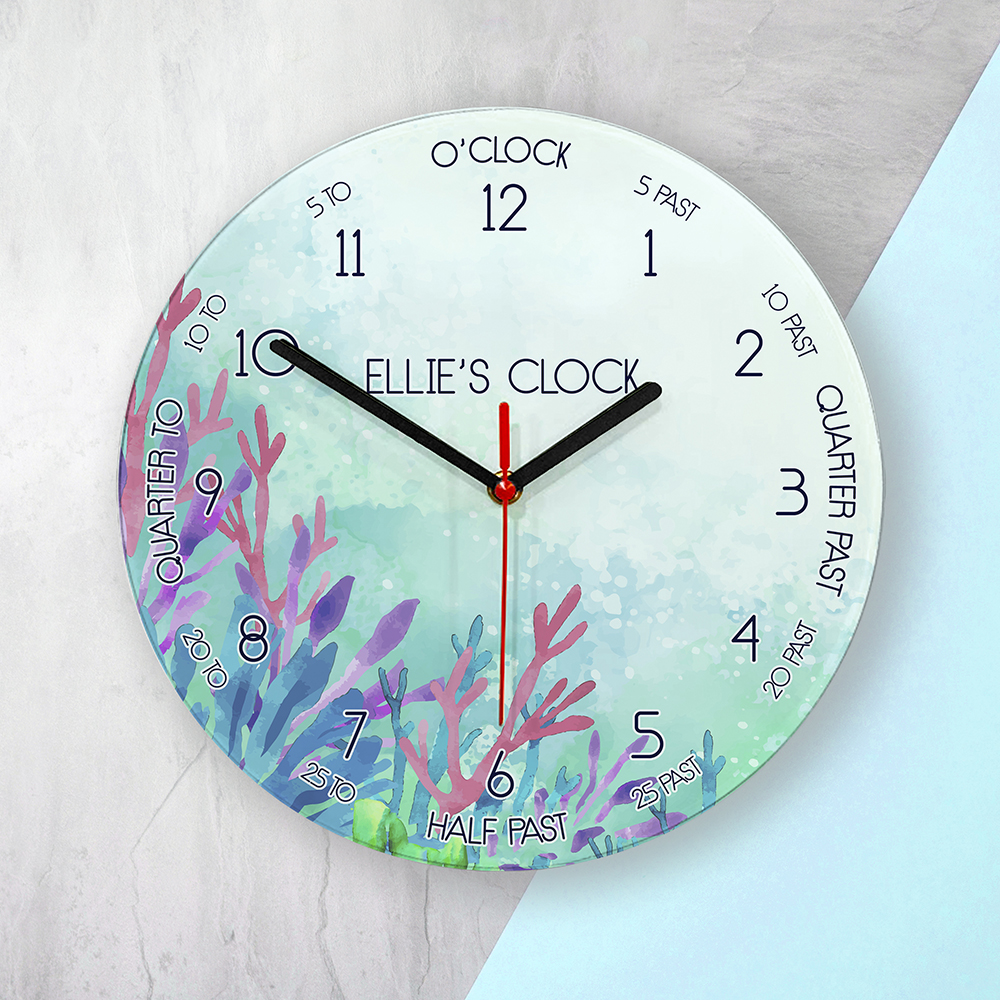Personalised Kids Sealife Glass Clock - Large - 🎁 Unique Gifts UK - The ...